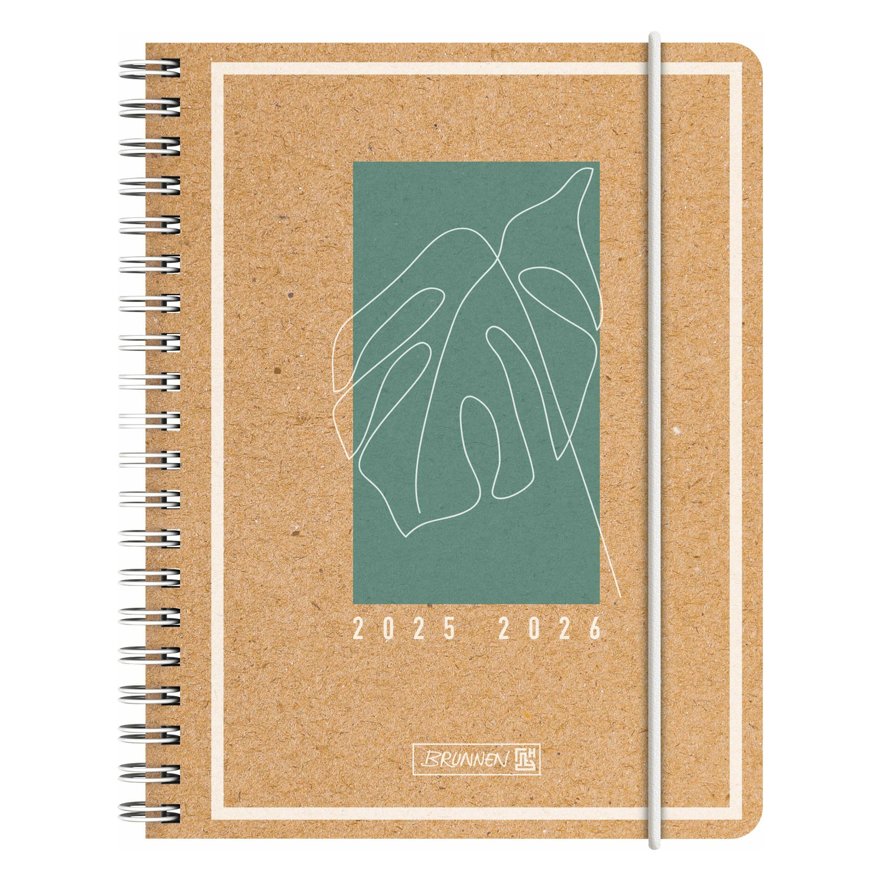 BRUNNEN Schlerkalender (2025/2026) 'Jungle Leaf', 2 Seiten = 1 Woche ...