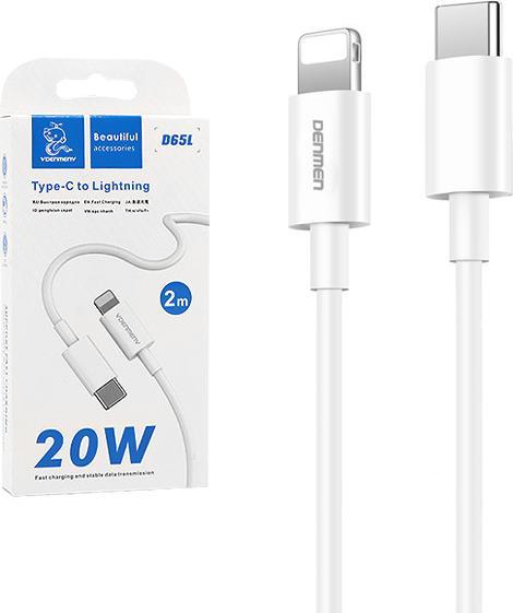 Denmen USB-PD-Kabel Typ C – Lightning, 20 W, 3,6 A, verstärkt, weiss, 2 ...