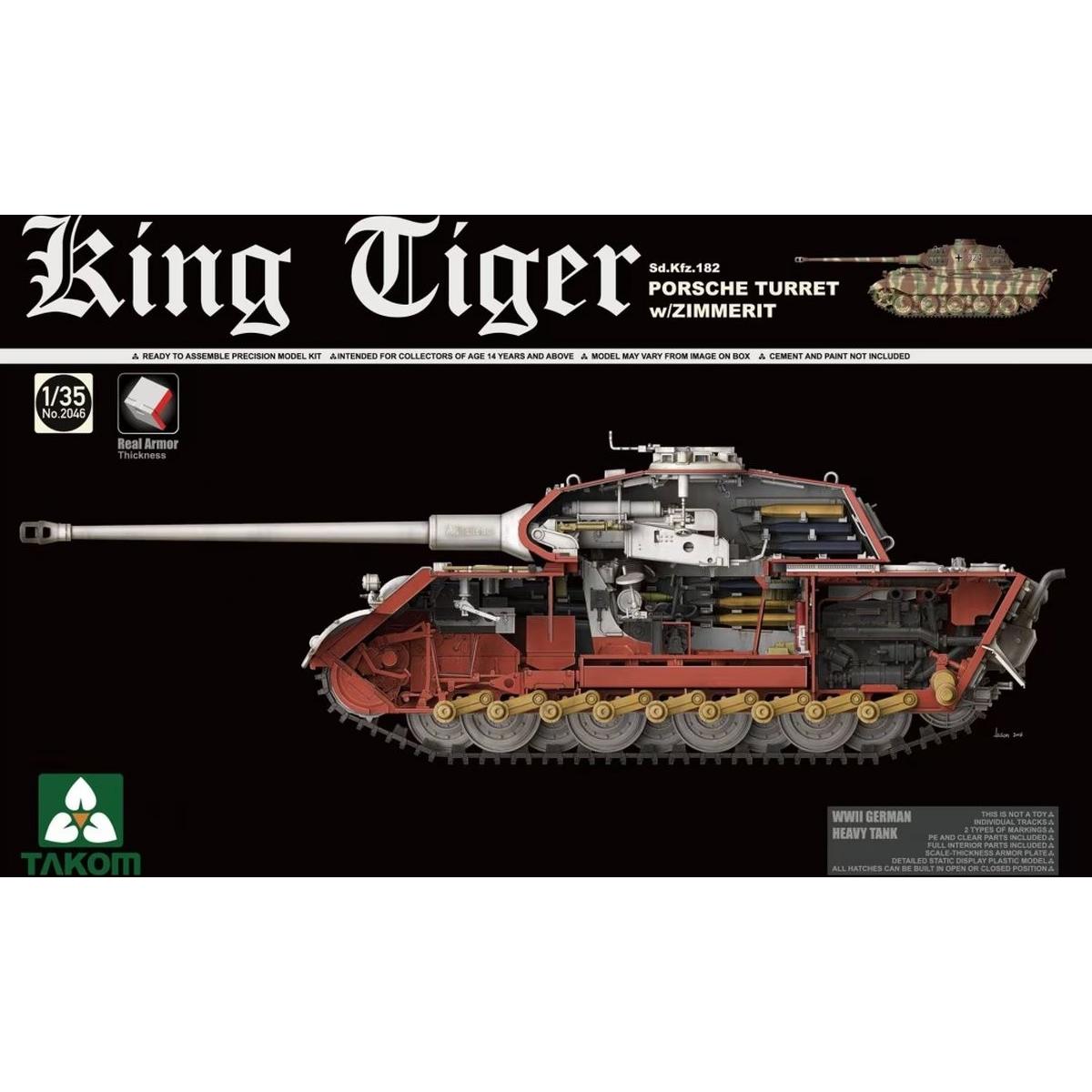 Takom 1:35 2046 King Tiger - Sd.Kfz.182 Porsche Turret w/Zimmerit ...