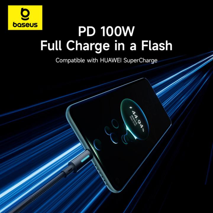 Baseus USB-A to USB-C Cable Lit Button Control, 100W, 5A, 2m, Black ...