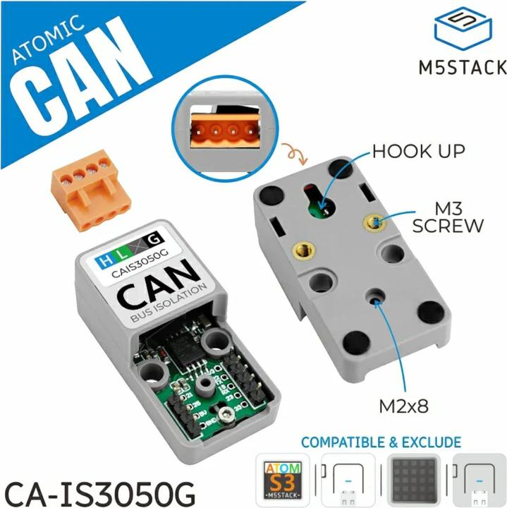 M5Stack ATOMIC CAN Base, CA-IS3050G, 1Mbps, DC-DC Isolation, Kompatibel ...