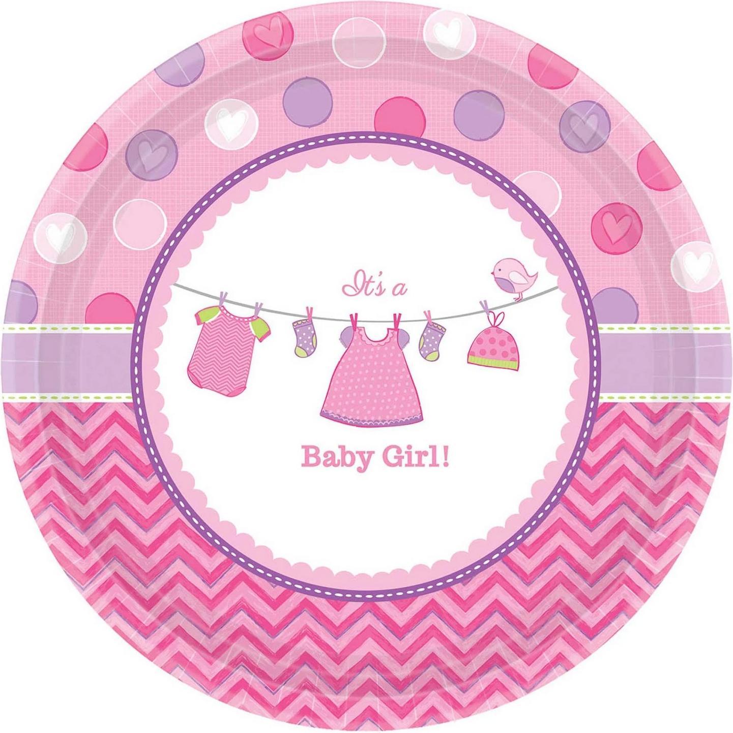 Amscan Baby Girl Paper Love Dessert Plate (Pack of 8) - Galaxus