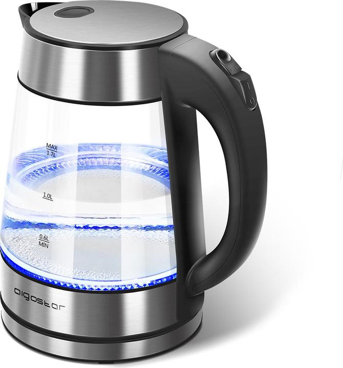 Aigostar Electric Kettle Glass & Plastic 1.7L Black,VDE