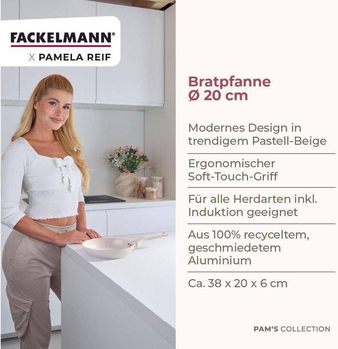 Fackelmann Bratpfanne Shell 20 cm, Beige, Material: Recycling