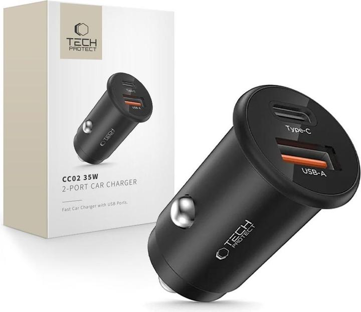 Tech-Protect CC02 2-PORT KFZ-LADEGERÄT PD 35W / QC3.0 SCHWARZ