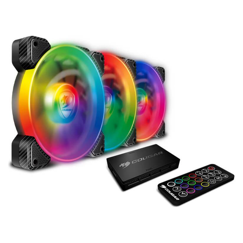 Cougar 3 pcs 120mm SPB PWM HDB RGB Fans backlight core box remote ...