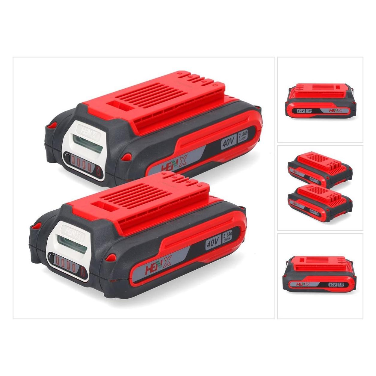 Henx 2x Batteries Li-Ion 40 V 2,5 Ah (2x H36B25) avec affichage LED ...