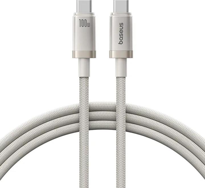 Baseus Titanium Alloy Fast Charging Cable USB-C to C, 100W, 1m, white ...
