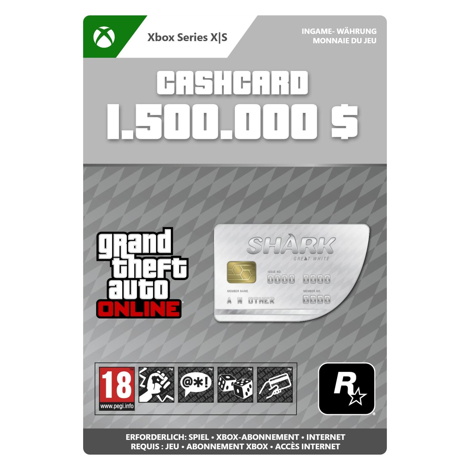Microsoft Xbox GTA Online Great White Shark Cash Card Xbox Series XS ...