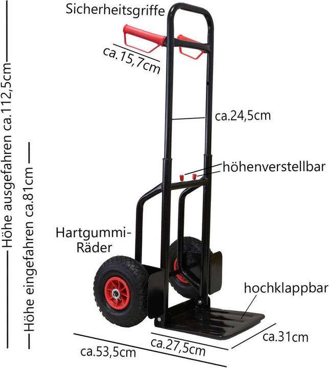 Grafner Sackkarre Transportkarre Stapelkarre ausziehbar / klappbar 200 ...