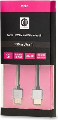 D2 Diffusion C ble HDMI 2.0 ultra fin 1.5m noir - kaufen bei Digitec