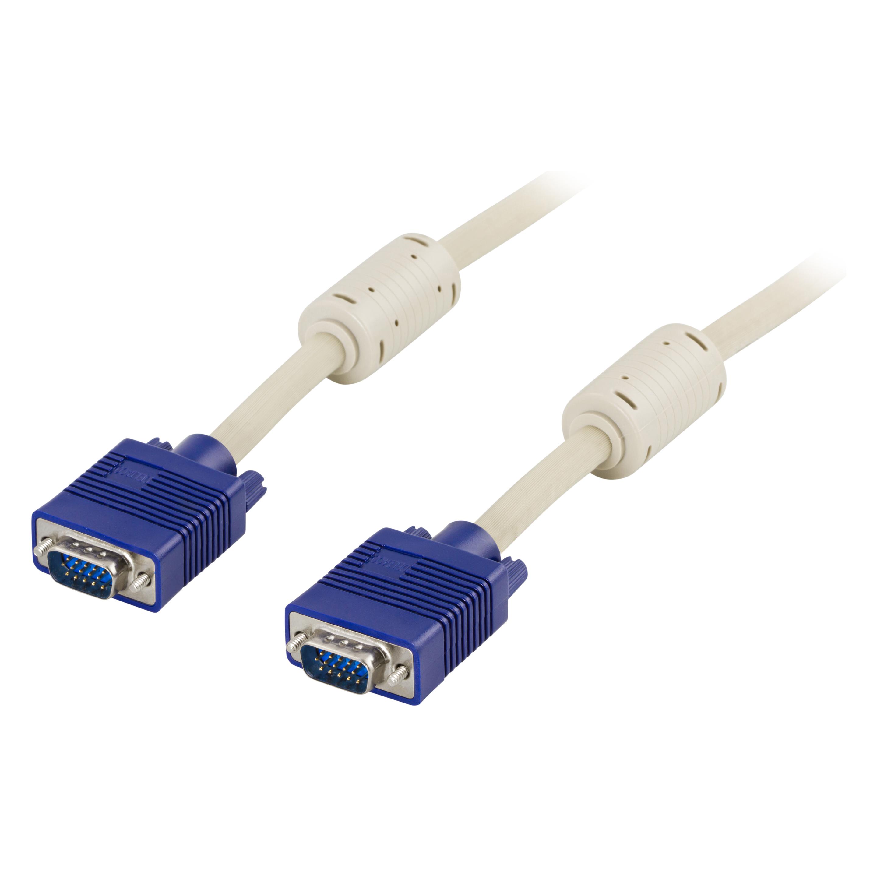Deltaco RGB HD15 VGA cable VGA (D-Sub) Blue, Grey (5 m) - Digitec