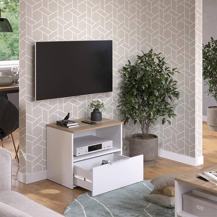 Vicco Lowboard Wido, Weiss/Sonoma, 60 x 50 cm mit Schublade - Galaxus