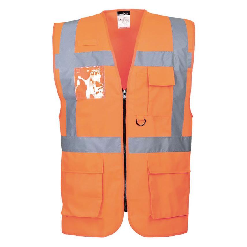 Portwest Warnweste Berlin Executive, leuchtorange, EN ISO 20471, 100% ...