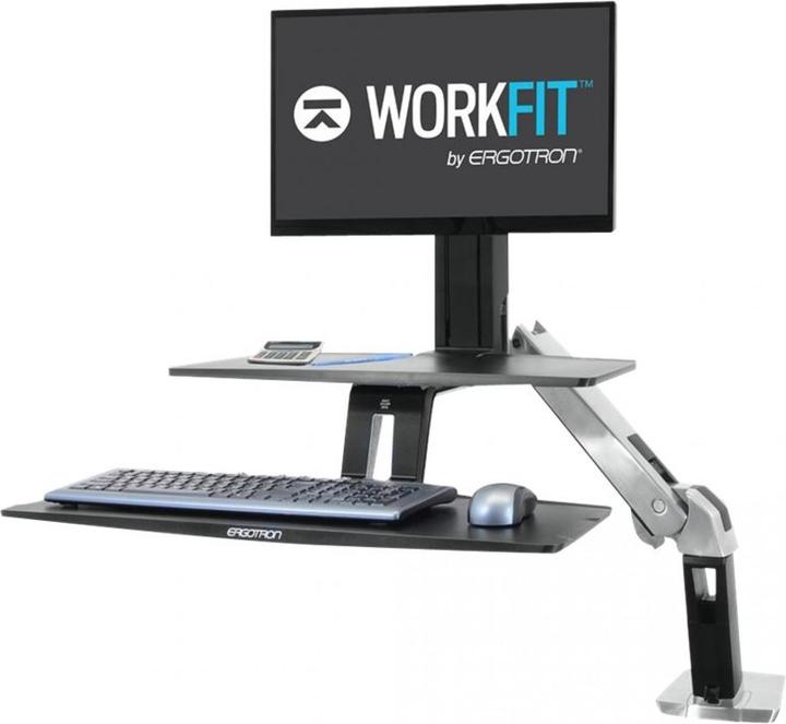 Ergotron desk stand, WorkFit-A, drop down LD, keyboard, LCD, adjustable ...