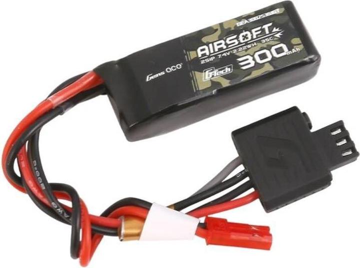 Gens Ace G-Tech 35C 300mAh 2S1P 7.4V Airsoft Gun Lipo Battery with JST ...