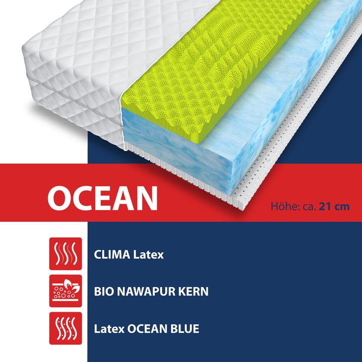 Avetoe Matratze 140x200 OCEAN NAWAPUR BIOLATEX (140 x 200, Foam core ...