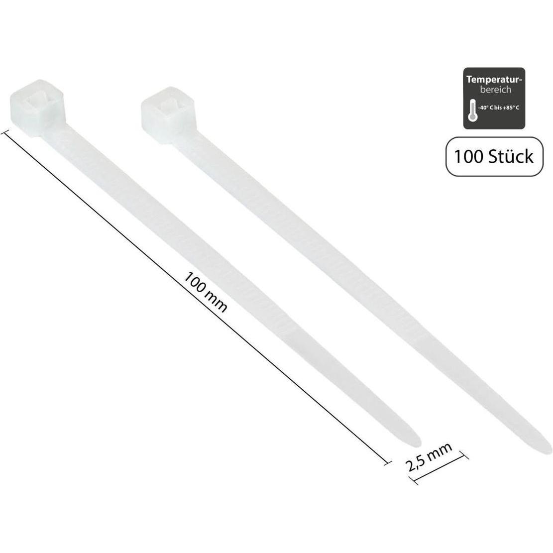 Varia Cable ties 100 mm x 2.5 mm, transparent, UL, -40 C to 85 C, 100 ...