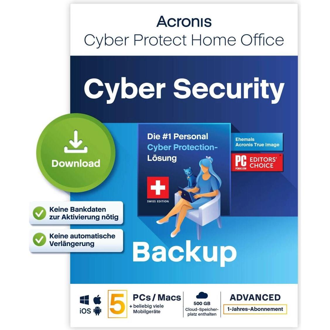 Acronis Cyber Protect Home Office Advanced ESD, Subscr. 1y, 5 PC - Digitec
