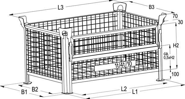 Heson-Werk Stacking container with sheet steel bottom - buy at Galaxus