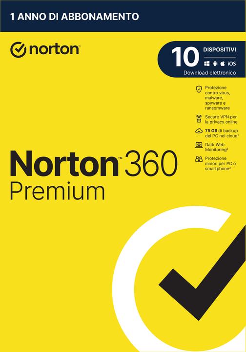 Norton INT.SEC.10DEV 1Y 75GB 360 PREMIUM 12MO GENERIC RSP MM GUM - Digitec