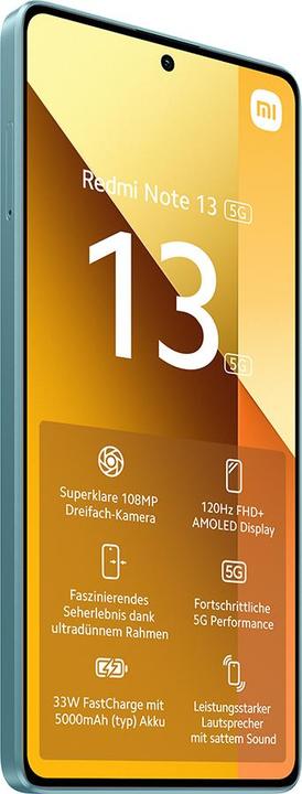 Xiaomi Redmi Note 13 5G (128 GB, Ocean Teal, 6.67", Hybrid Dual SIM, 100 Mpx, 5G) - Galaxus