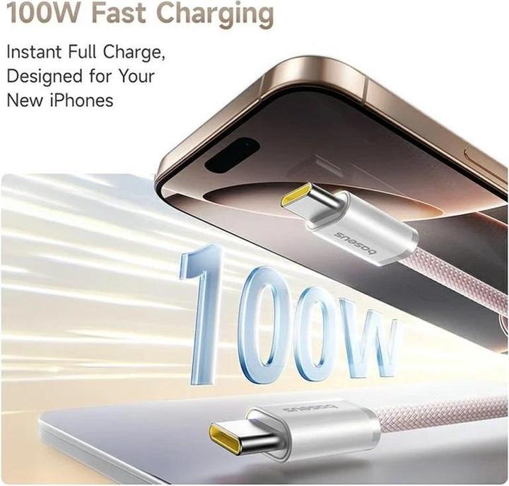 Baseus Dynamic 4 Pro Series Data Cable USB-C - USB-C 100W 1m Baby Pink ...