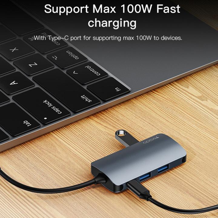 Yesido USB-C Hub HB16, 7in1, Grey - kaufen bei Galaxus