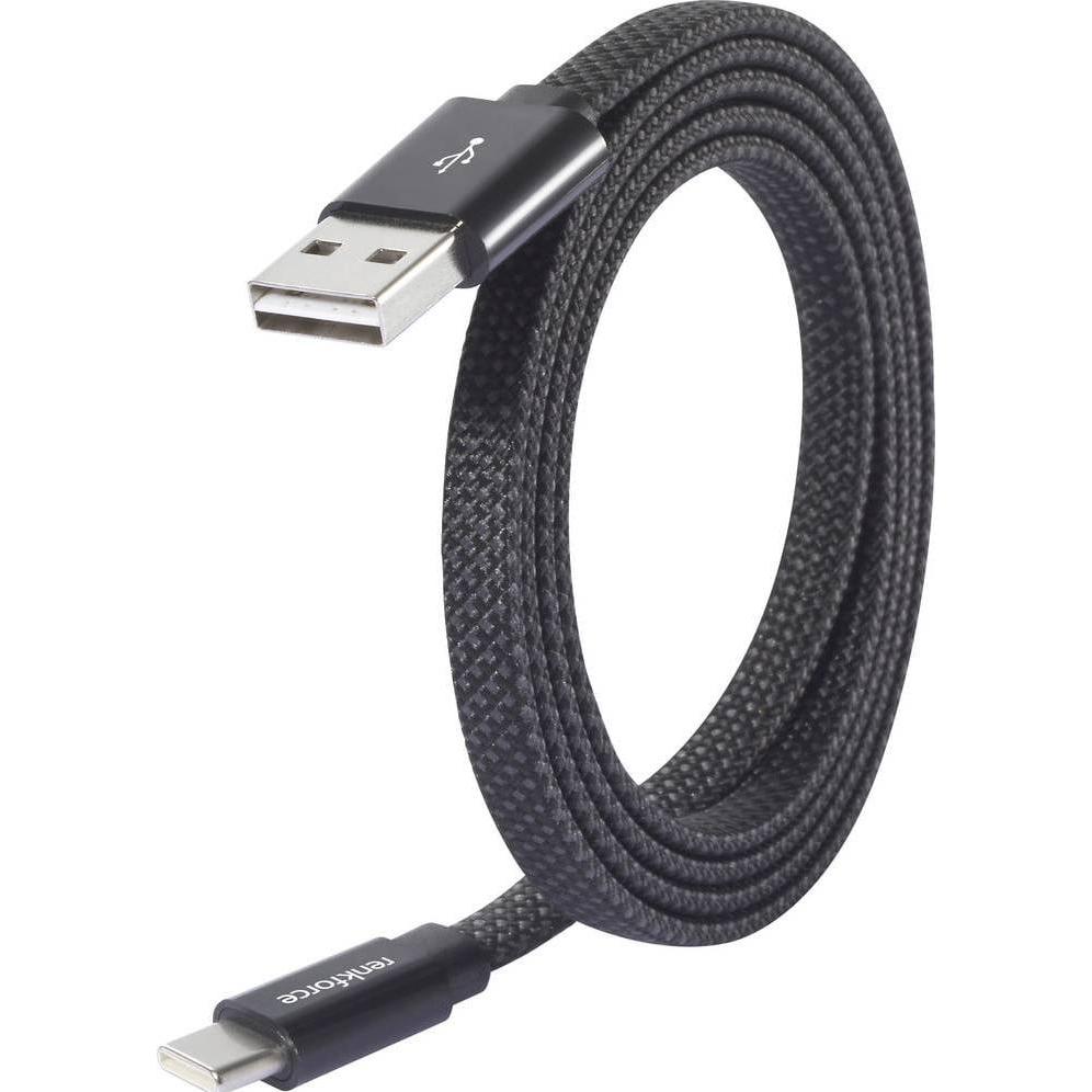 Renkforce USB-A USB-C Flachkabel mit magnetischer Aufwickelung, 1 M ...