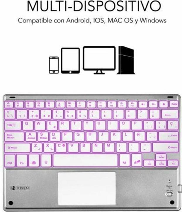 Subblim Teclado Tablet Smart Backlit Bt Keyboard Touchpad Silver - Galaxus