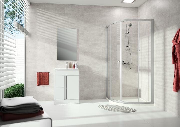 Hüppe Alpha 2 sliding door, 1/4 circle, with two fixed segments ...