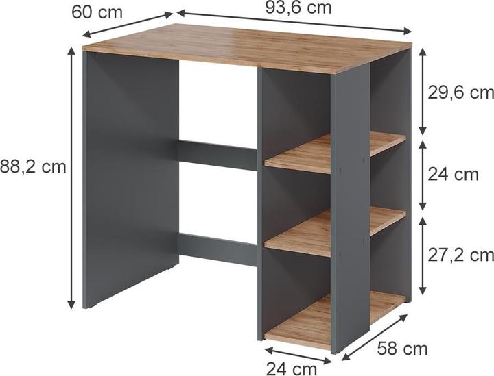 Vicco Waschmaschinenschrank Viktor, Anthrazit/Goldkraft Eiche, 93.6 x ...