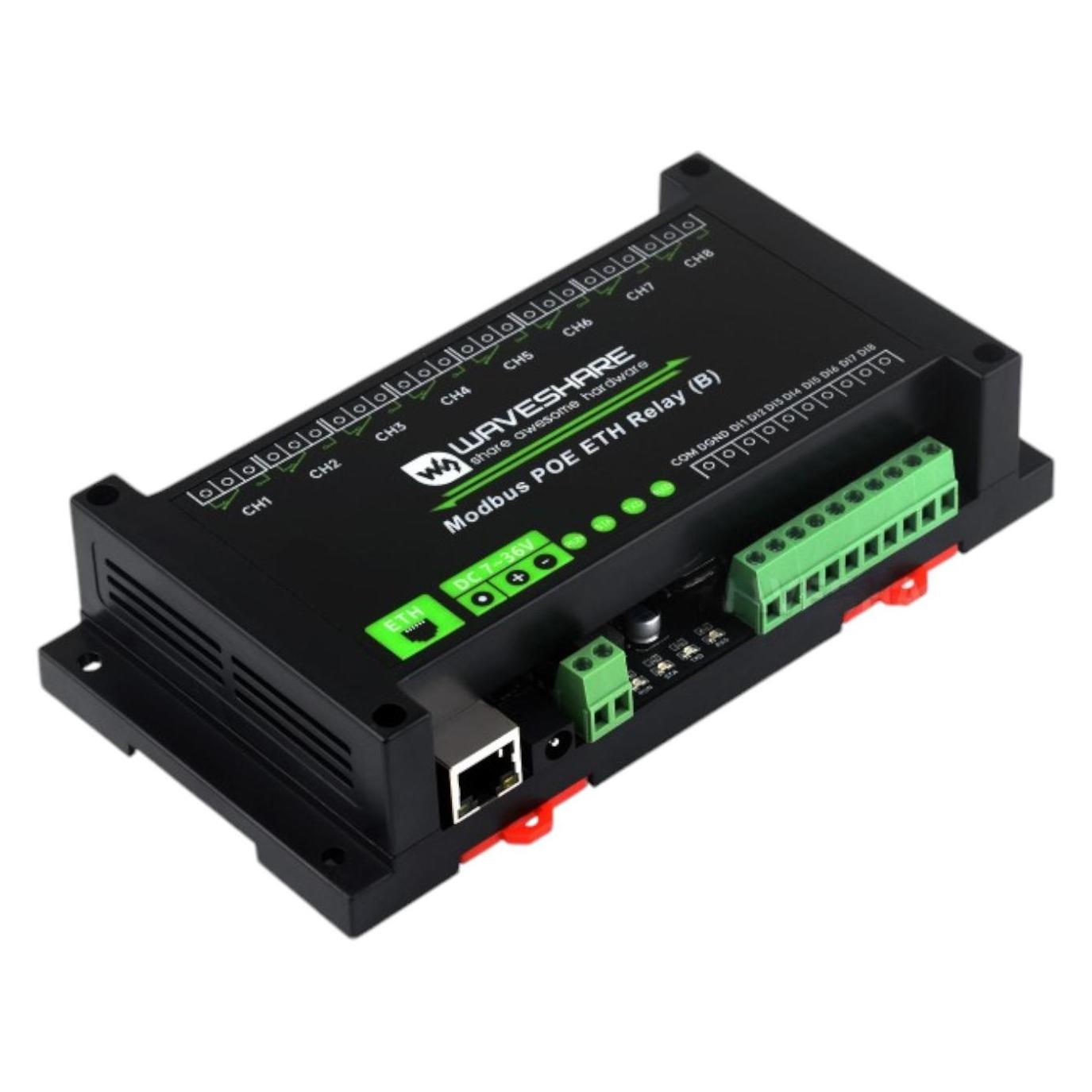WaveShare Relais 8 canaux (B) Module Ethernet PoE Protocole RTU/Modbus TCP