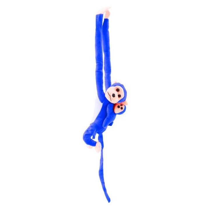 [n]fibrecare Leantoys Maskottchen Plüsch Affe mit Baby, blau 90 cm
