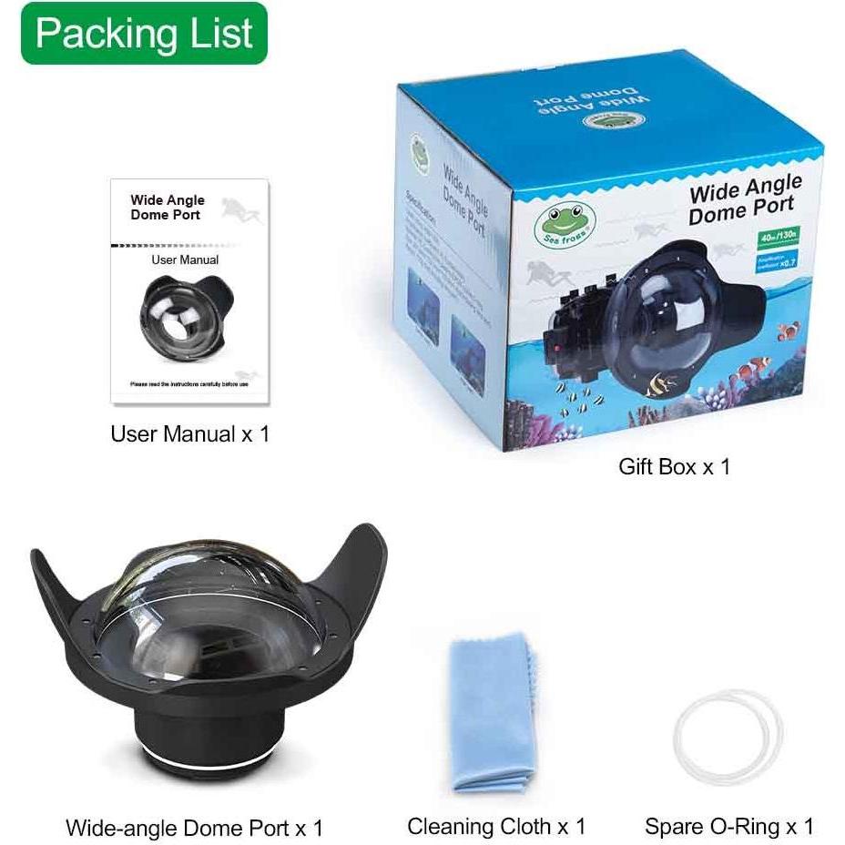 Seafrogs WA006-C-GL WA006-A series 8 inch Dome Port 40M/130FT (Plastic ...