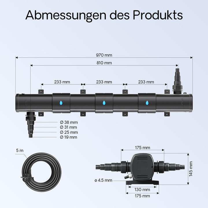 Wiltec SunSun UV-C 6000 l/h 72 W Teichklärer Vorklärgerät Wasserklärer ...