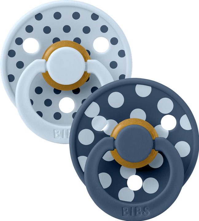Bibs - Pacifier Studio Colour 2 Pack Polka Latex - Baby Blue/Steel Blue ...