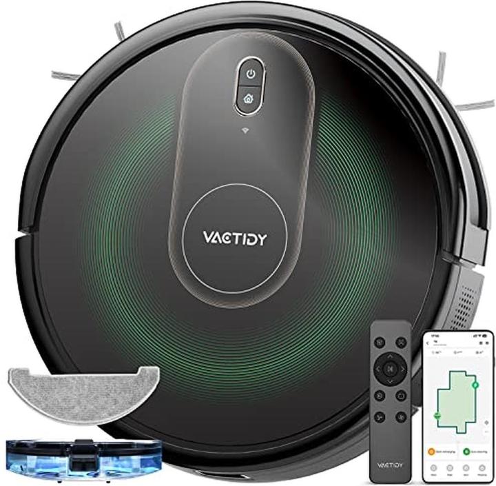 Vactidy Aspirateur robot 2-en-1 avec fonction serpillière, 3000 Pa, 120 ...