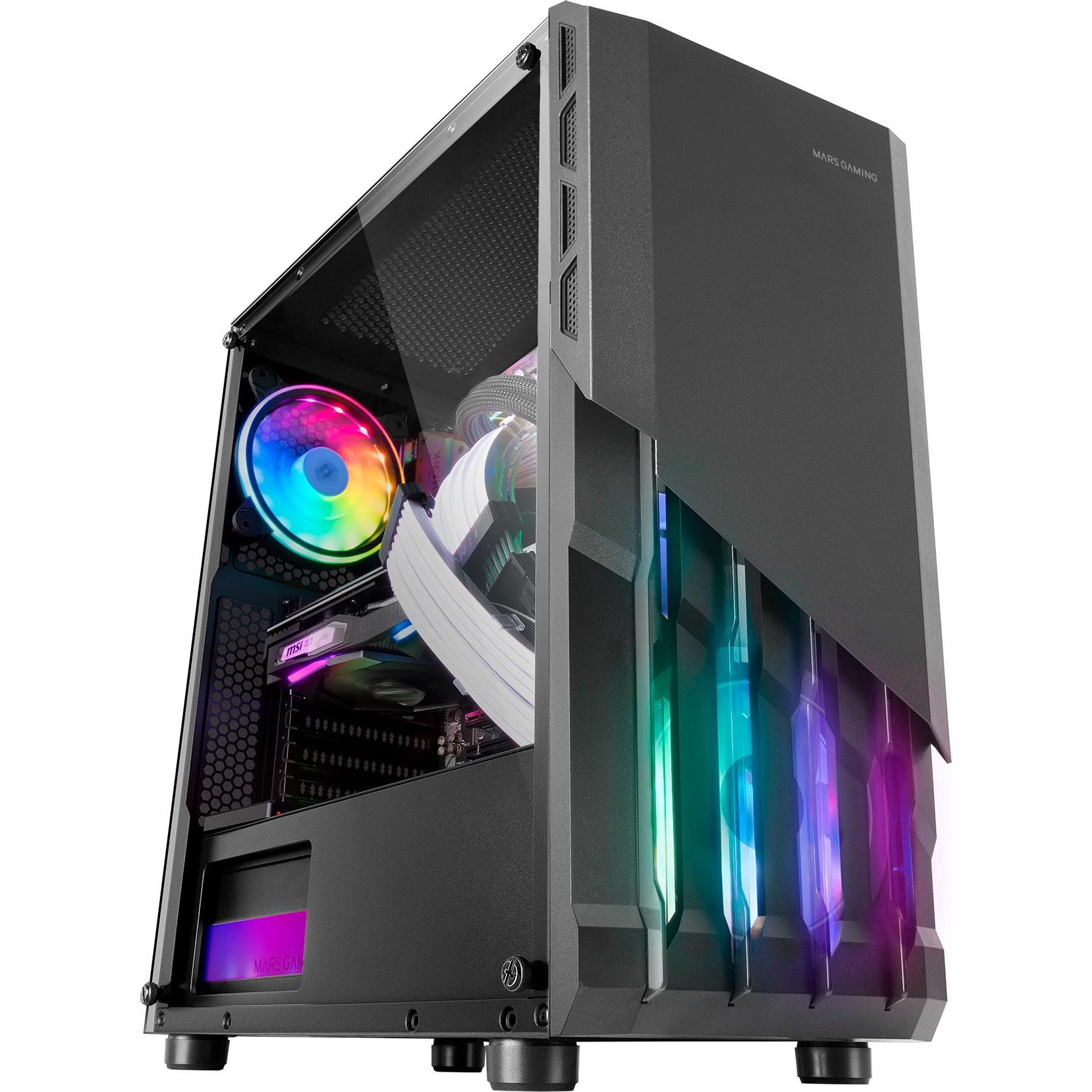 Mars Gaming Boitier Moyen Tour ATX MC-X2 RGB avec panneau vitré (Noir ...