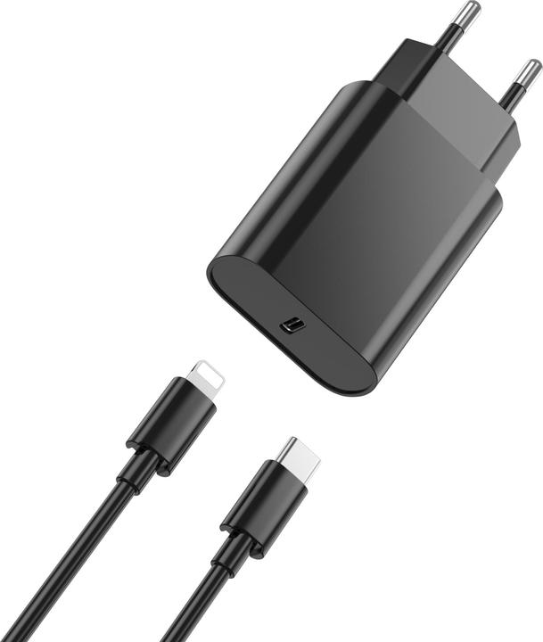 Wiwu wall charger Wi-U001 PD 20W 1x USB-C black + cable USB-C - Lightning