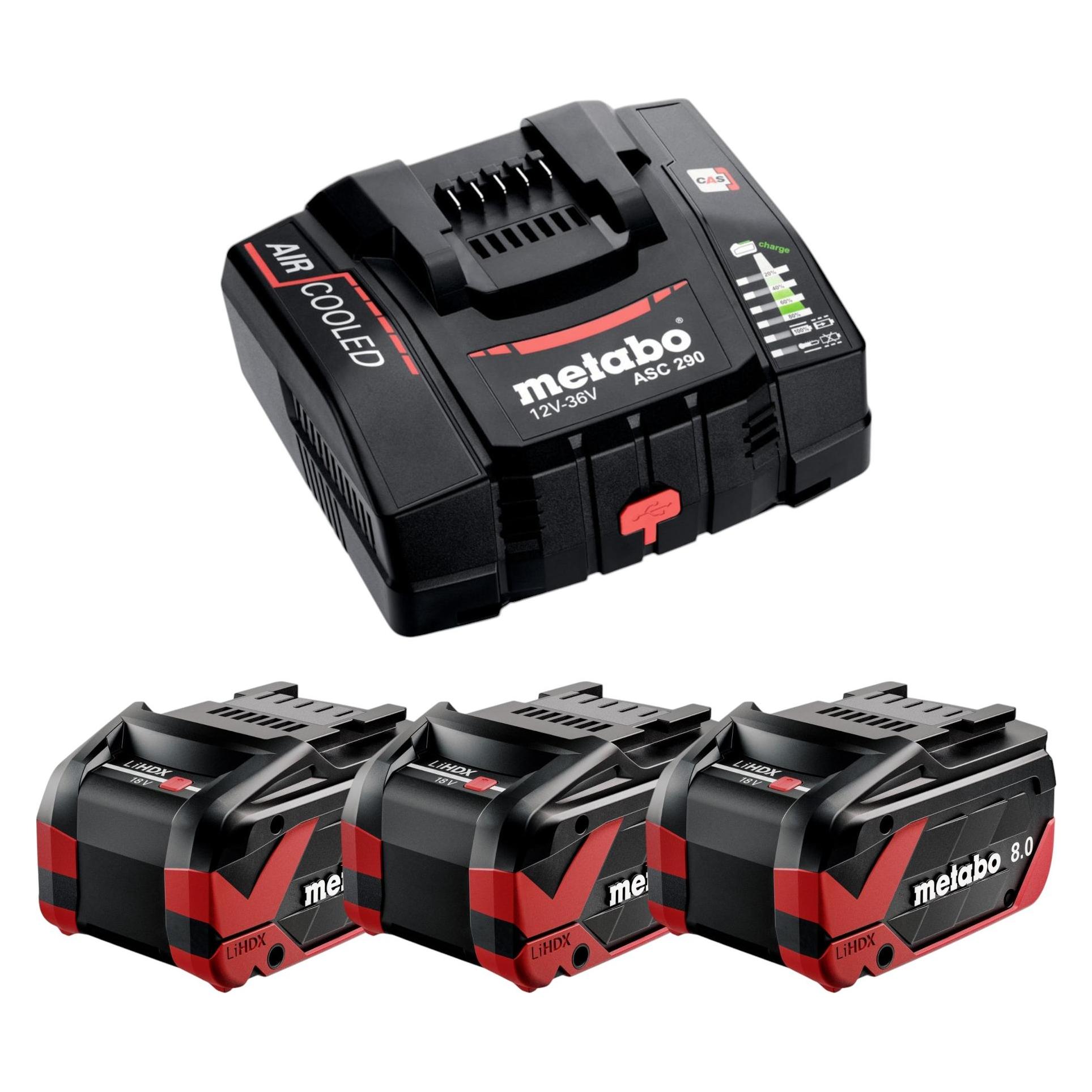 Metabo Basis Set 3x LiHDX Akkupack 18 V 8,0 Ah Akku ( 3x 624975000 ...
