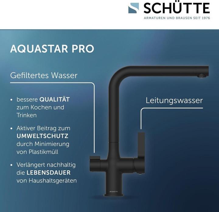 Schütte Filter tap AQUASTAR PRO drinking water sink mixer Black matt ...