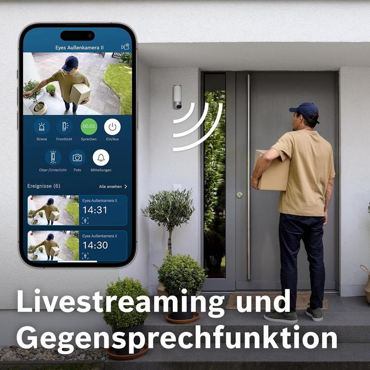 Bosch Hausgeräte Bewegungsmelder-Kamera mit 1080p, Sirene, Alexa ...