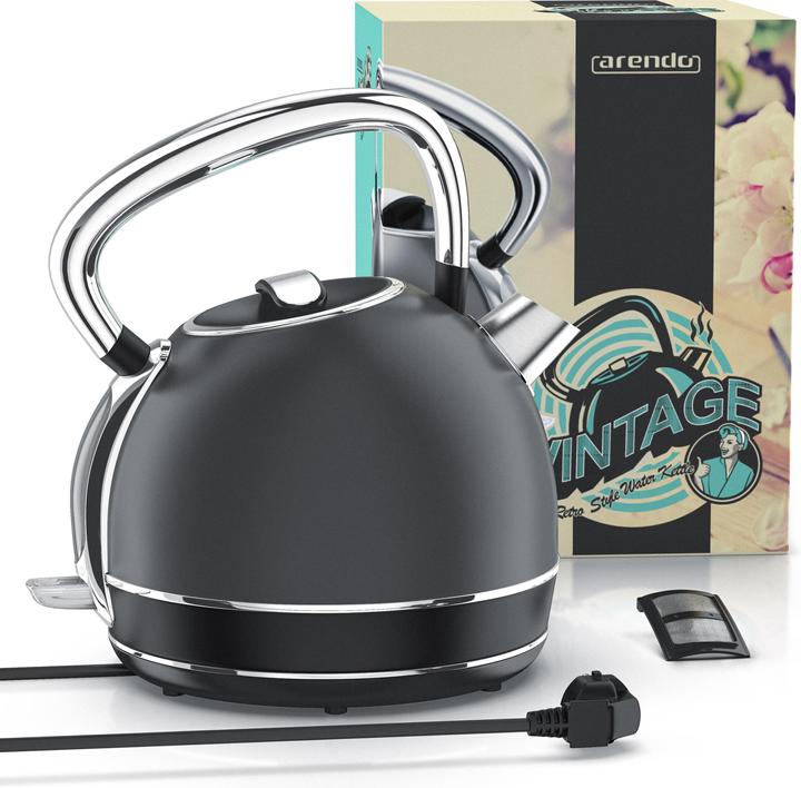 Arendo Kettle 1.7 l, 2200 W, Stainless Steel, Retro Style, Vintage ...
