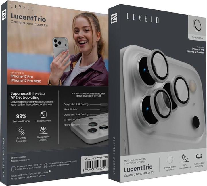 Levelo LucentTrio Kameraschutz Apple iPhone 17 Pro / 17 Pro Max Silver ...