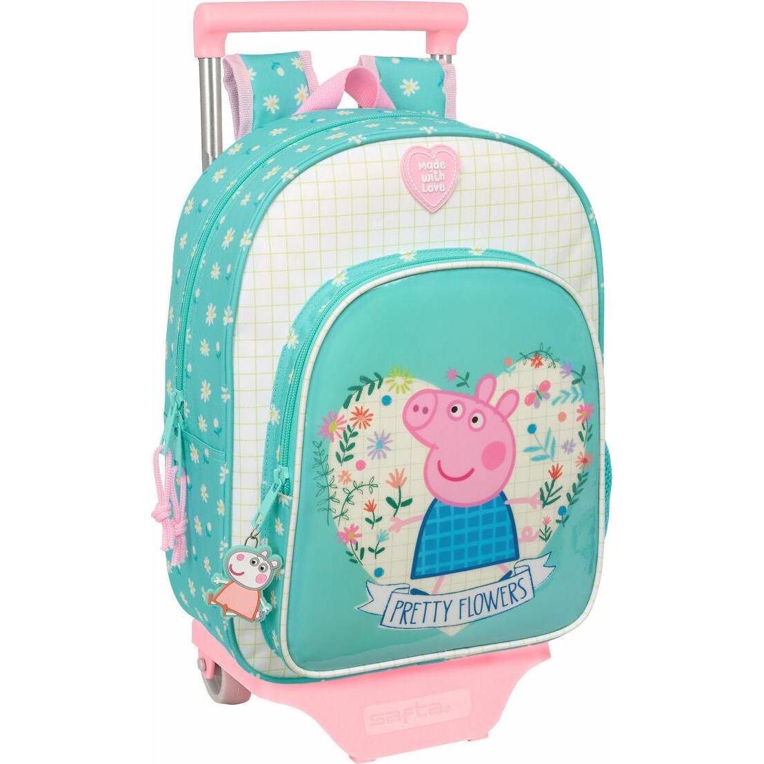 Peppa Pig School Rucksack with Wheels Pretty flowers Yellow Mint 26 x ...