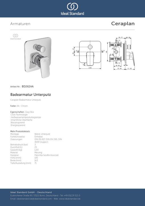 Ideal Standard IDS ééngreeps badmengkraan CERAPLAN UP-Baus. 2 eigen ...