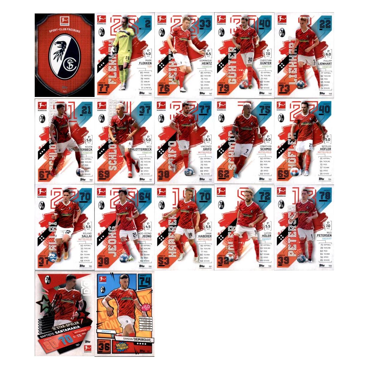 Topps Match Attax - 2021/22 - Mannschaftspaket - SC Freiburg