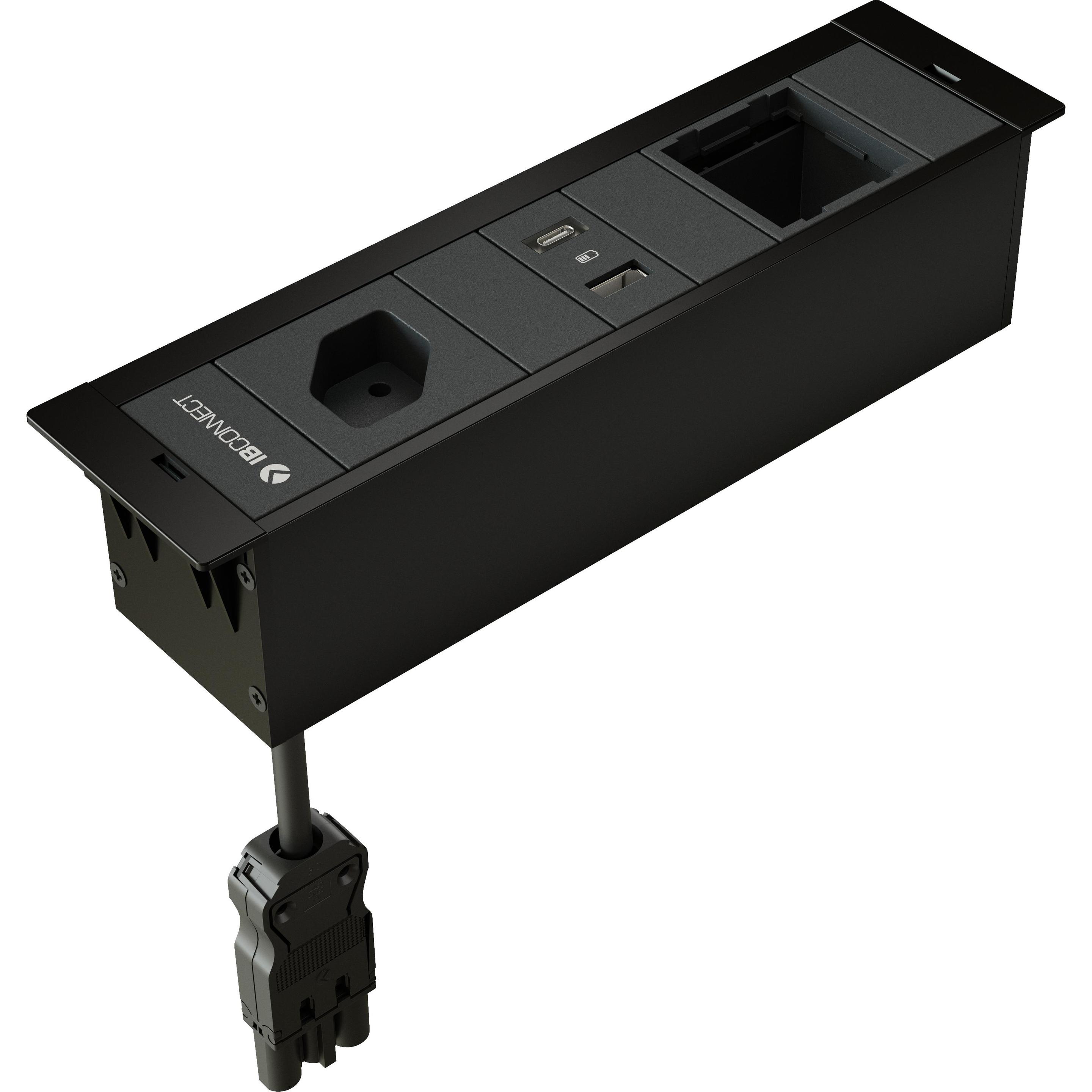 IB Connect CUBOBOX Prises. noir S 3x 1x type 13 1x USB-A/C 1x vide ...