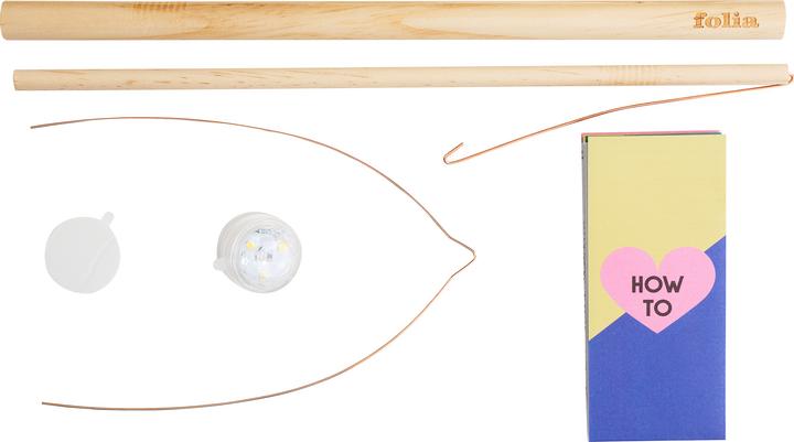 Folia Laternenstab aus Holz mit Drahtbügel + 1 LED Licht